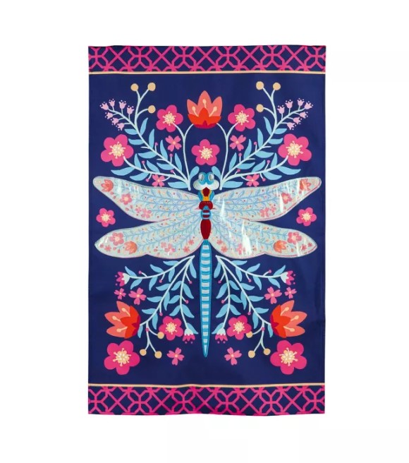 Evergreen, Patterned Dragonfly Linen Flag - Wilco Farm Stores
