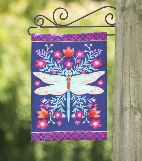 Evergreen, Patterned Dragonfly Linen Flag - Wilco Farm Stores