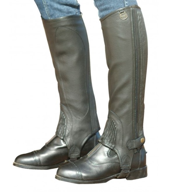 Ovation, Ladies Black Stretch Ribbed Top Grain Half Chaps - Wilco Farm ...