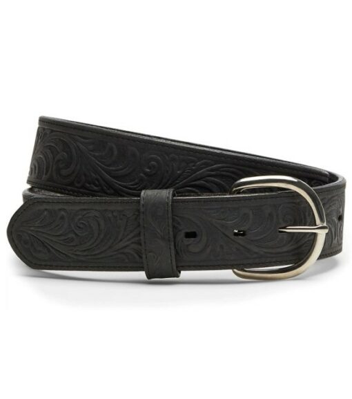 Justin, Men's Black Scroll Tooled Belt - Wilco Farm Stores