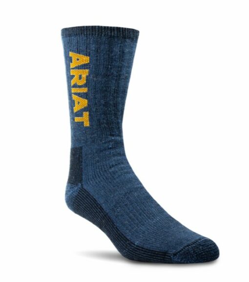 Ariat, Men's Denim Blue Ultimate Thermal Wool Blend Work Sock, 2 pk ...