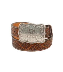 Ariat, Men's Brown Logo Western Tooled Belt - Wilco Farm Stores