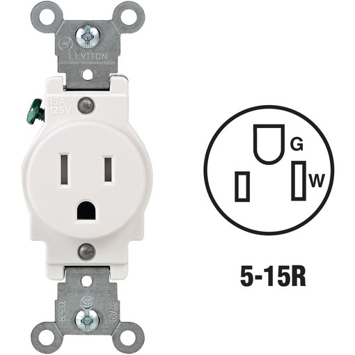 Leviton 15A White Commercial Grade 5-15R T… e Outlet | Wilco