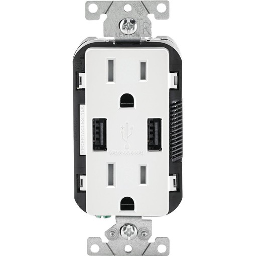 Leviton Decora 3.6A 5V White 2-Port USB Ch… x Outlet | Wilco