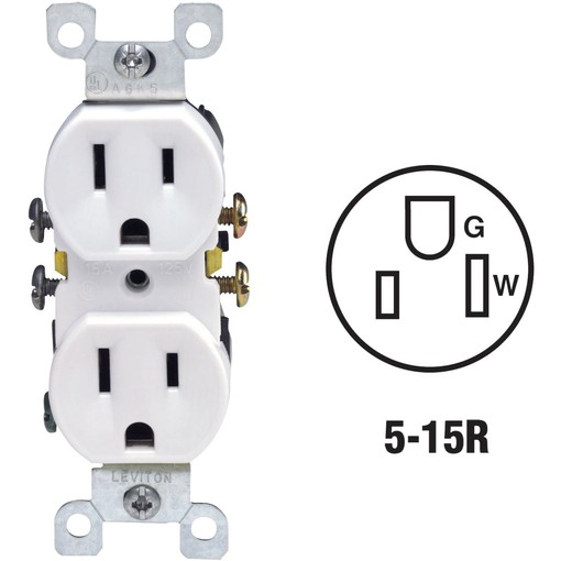 Leviton 15A White Shallow Grounded 5-15R D… x Outlet | Wilco