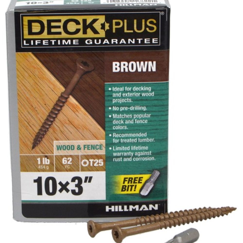 Hillman, #10 x 3" Deck Plus Brown Deck Screw, 1 lb | Wilco