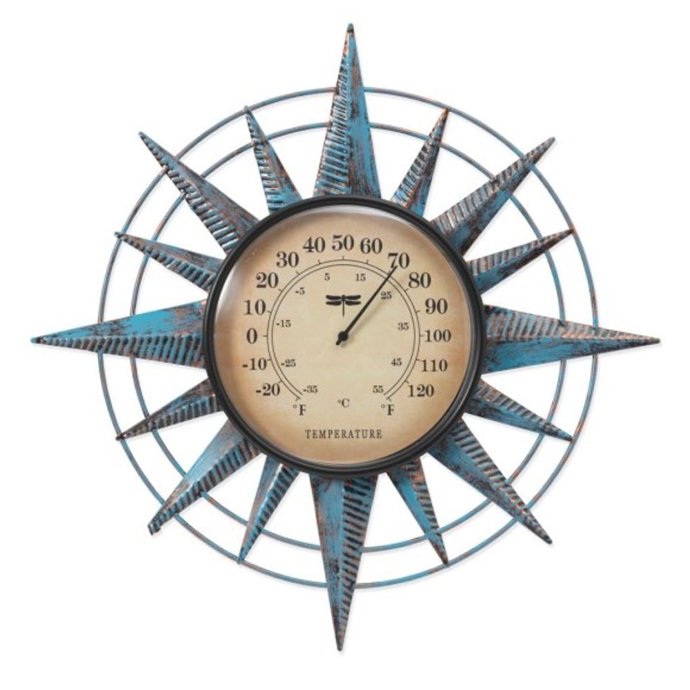 Gerson, 14" Metal Blue & Copper Thermometer Wall Art | Wilco