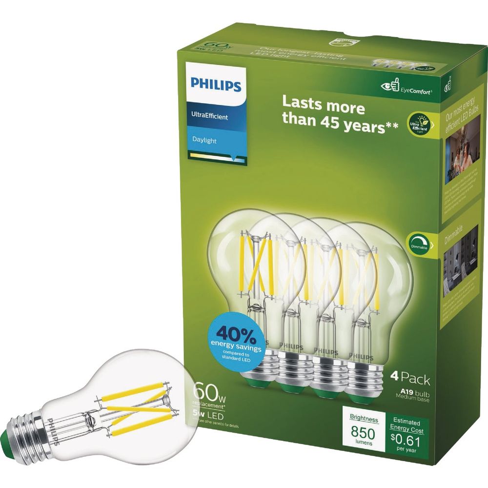 Philips Ultra Efficient 60W Equivalent Day… (4-Pack) | Wilco