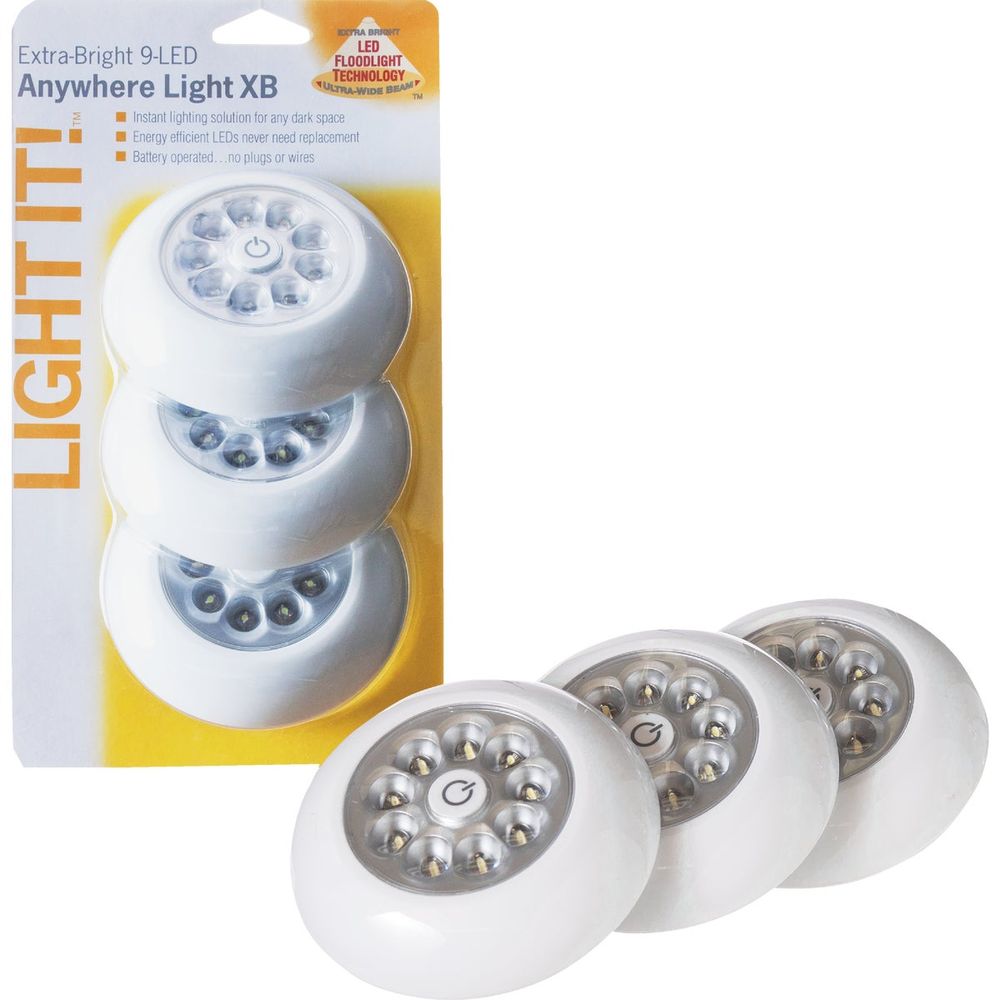 Light It 9-Bulb White LED Battery Tap Light (3-Pack) | Wilco