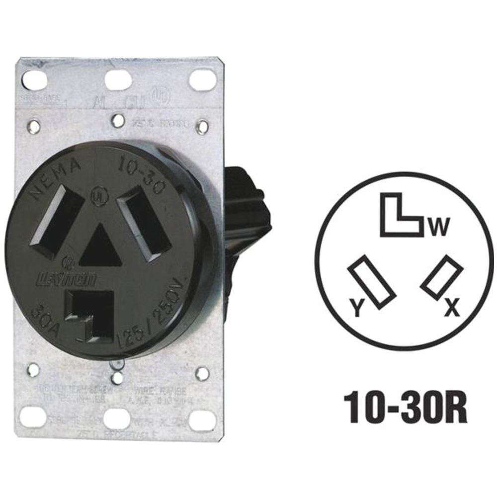 Leviton 30A Flush Mount Black 10-30R 3-Wir… r Outlet | Wilco