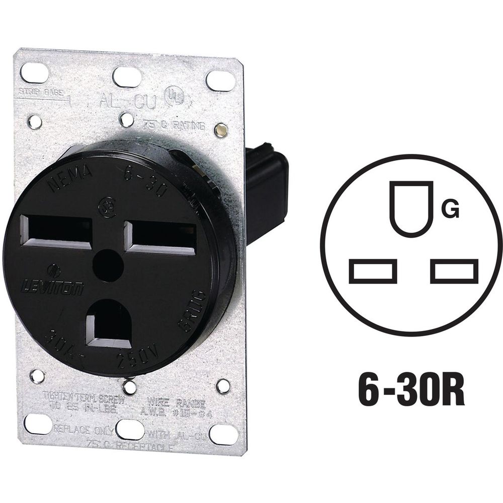Leviton 30A Flush Mount Black 6-30R Power Outlet | Wilco