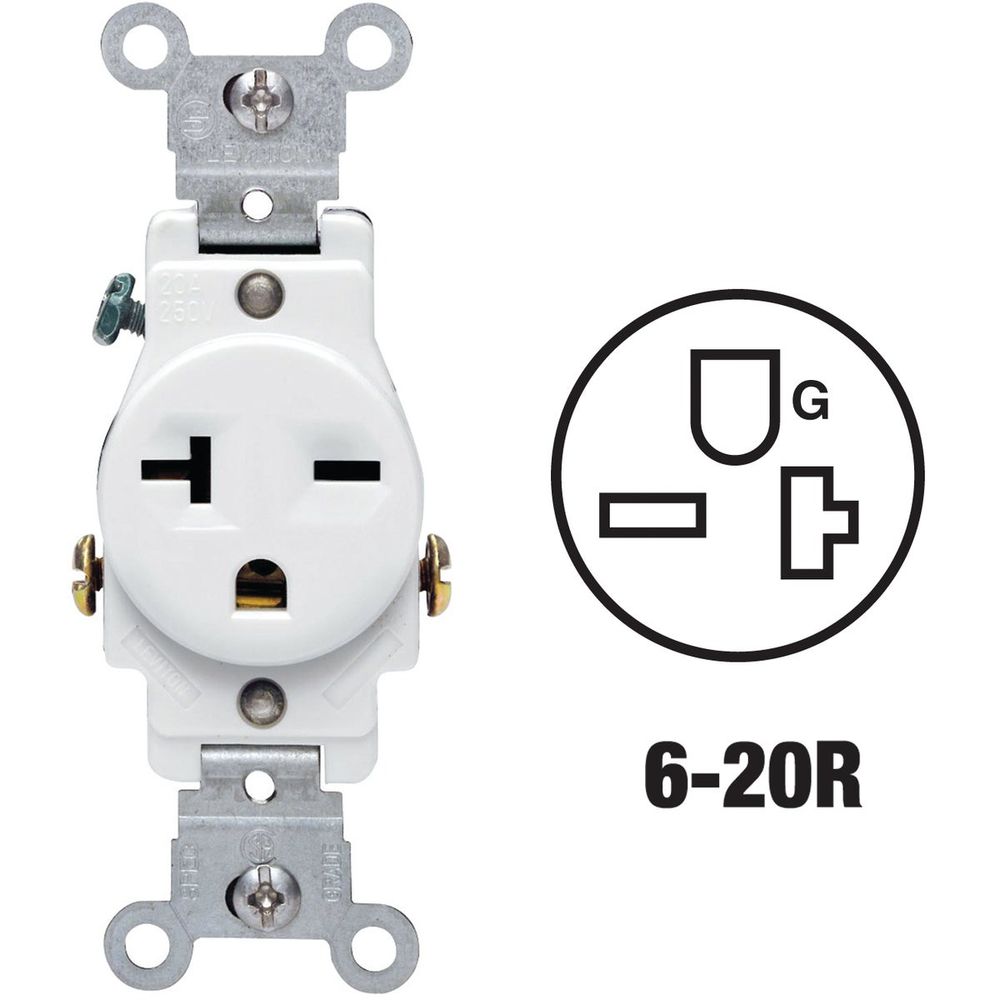 Leviton 20A White Heavy-Duty 6-20R Groundi… e Outlet | Wilco