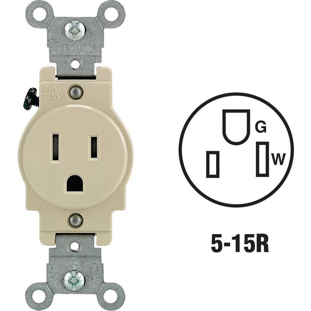 Leviton 15A Ivory Commercial Grade 5-15R T… e Outlet | Wilco