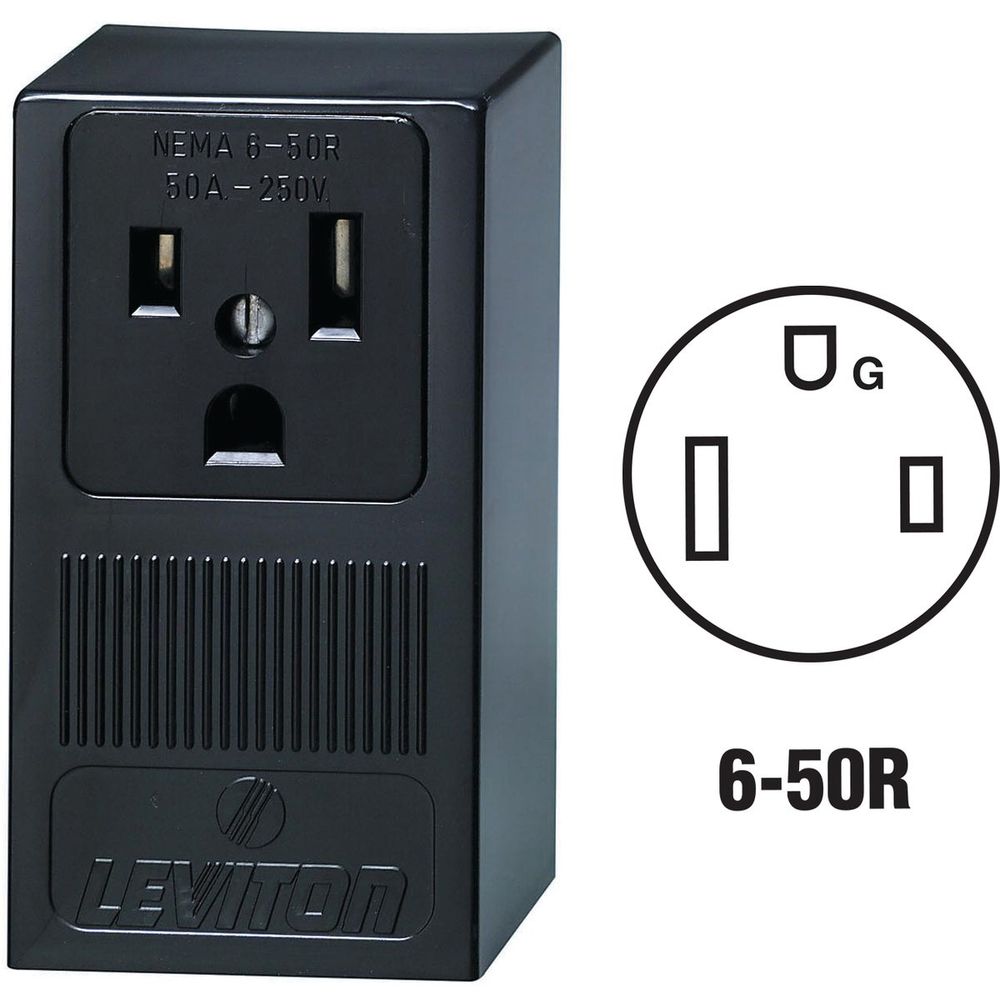 Leviton 50A Surface Mount Black 6-50R Weld… r Outlet | Wilco